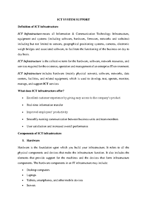 ICT System Support Notes - UNIT TITLE: ICT SYSTEM SUPPORT UNIT CODE ...