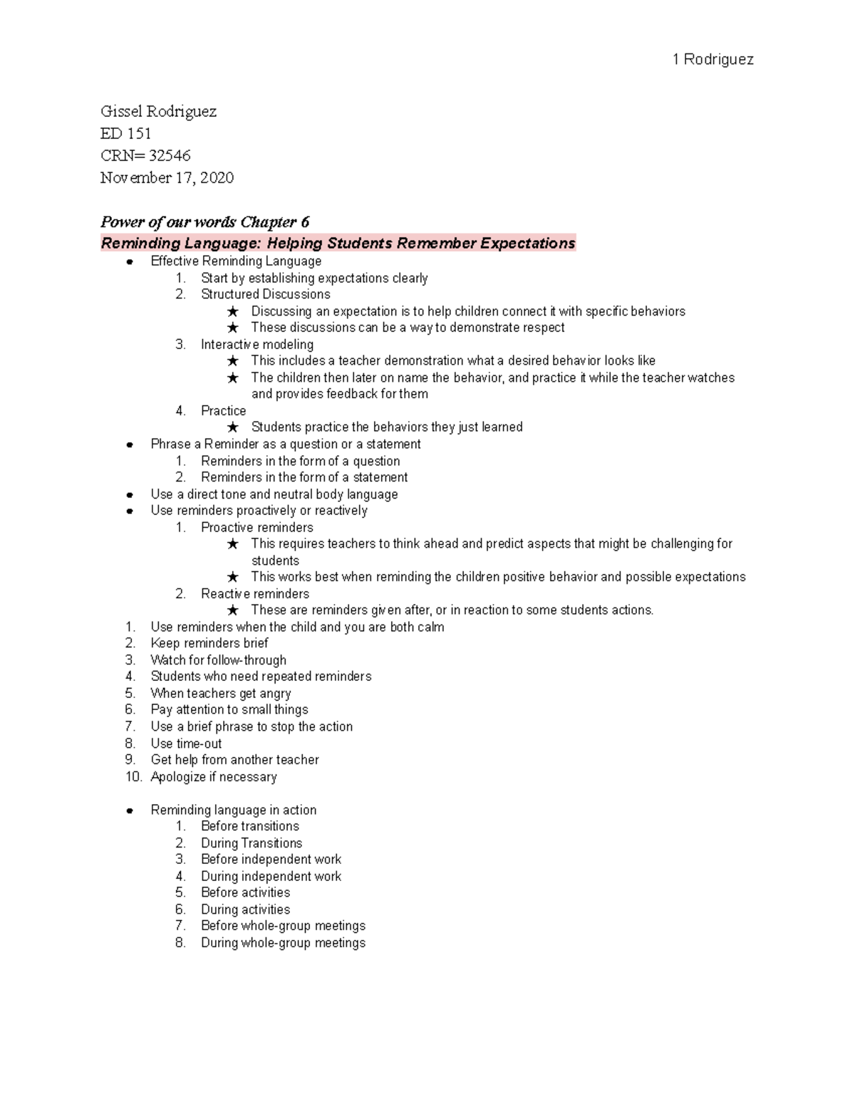 Power of our words Chapter 6 -Reminding Language: Helping Students ...