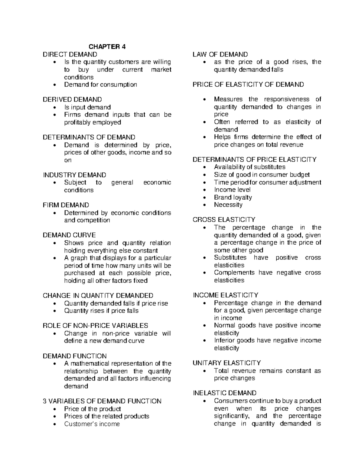 MAN-ECO- Reviewer - CHAPTER 4 DIRECT DEMAND Is the quantity customers ...