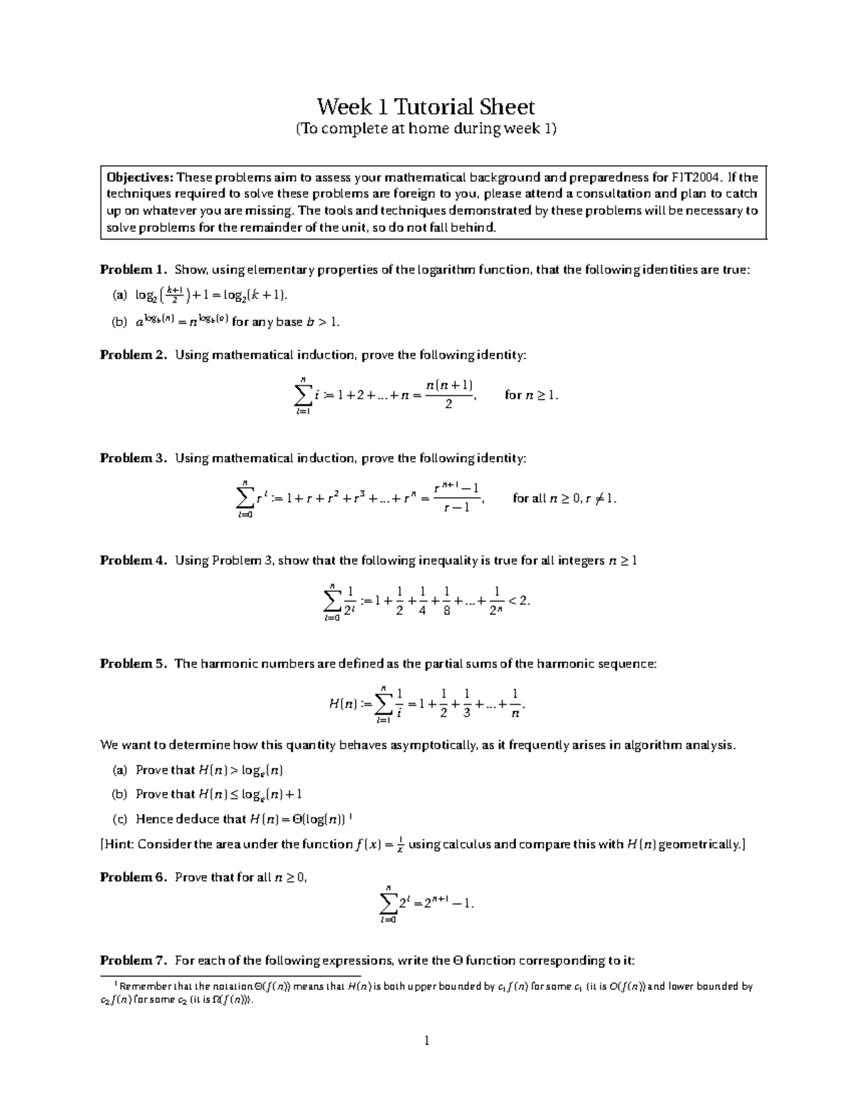 Week01-problems - Notes for CS-101 - Week 1 Tutorial Sheet (To complete ...