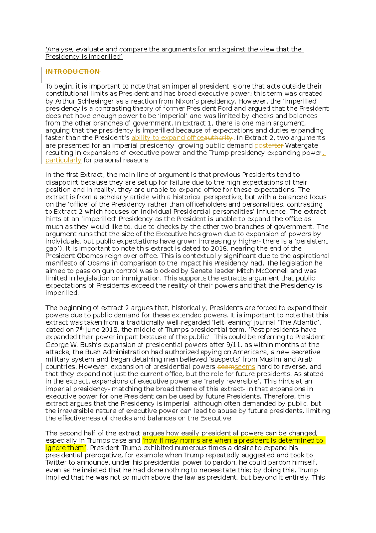 Imperial v Imperilled extract - ‘Analyse, evaluate and compare the ...