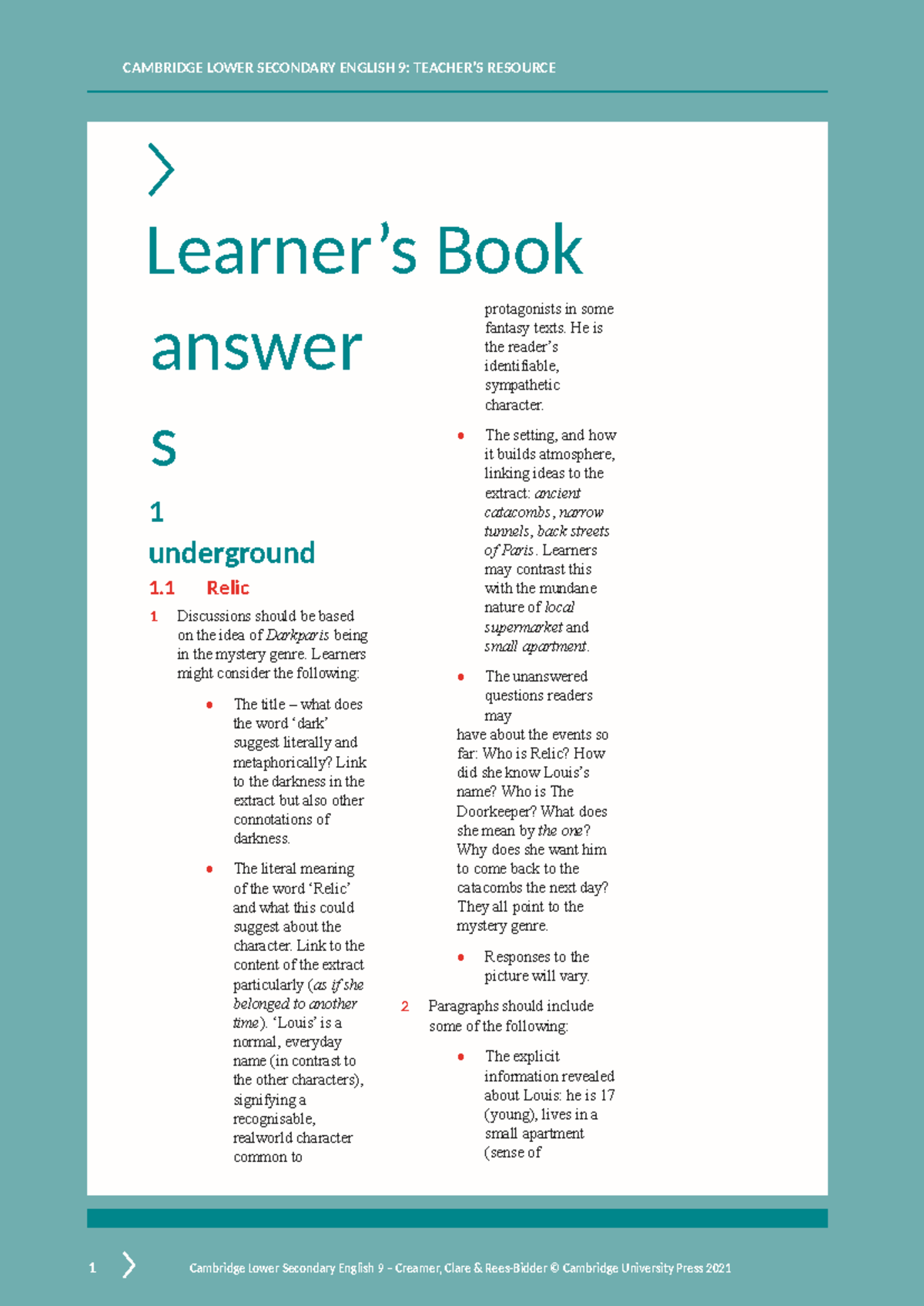 LS English 9 learner book answers - Learner’s Book answer s 1 ...