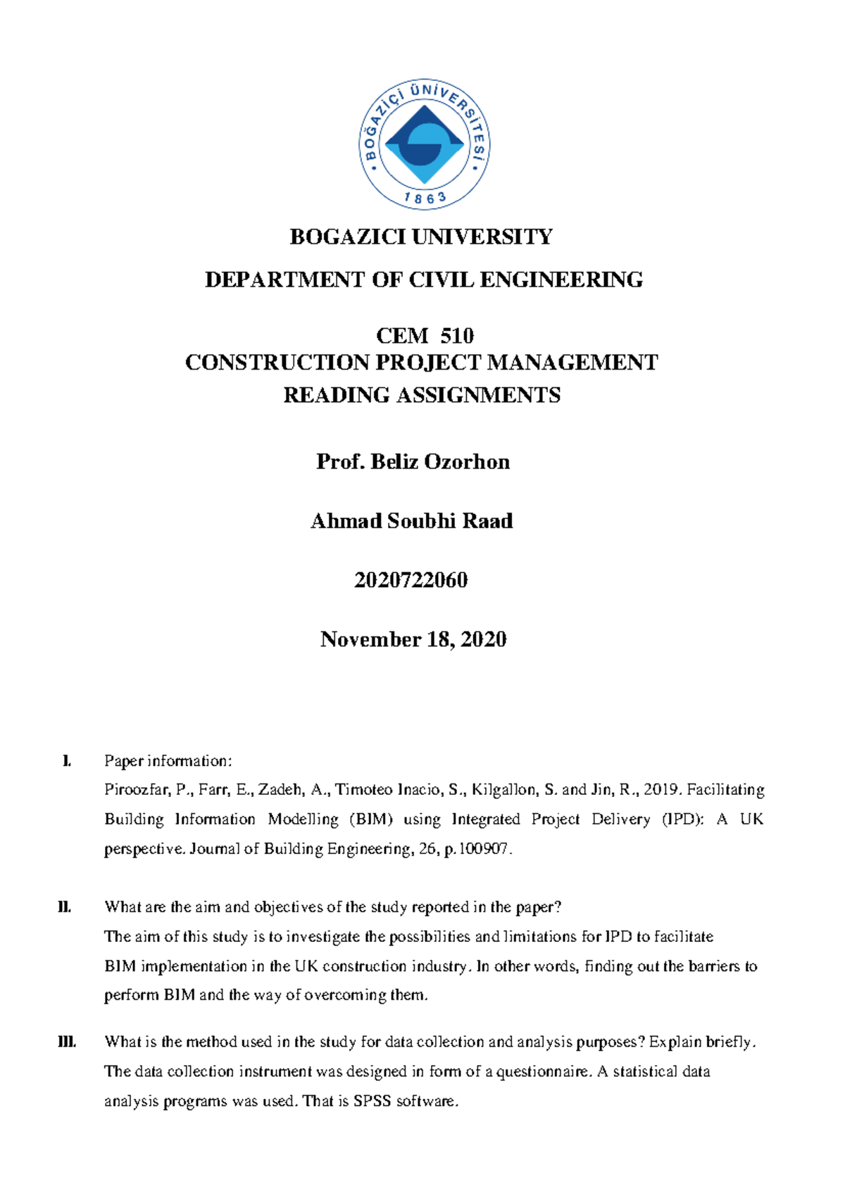 Ahmad Soubhi Raad - IPD paper-report - BOGAZICI UNIVERSITY DEPARTMENT ...