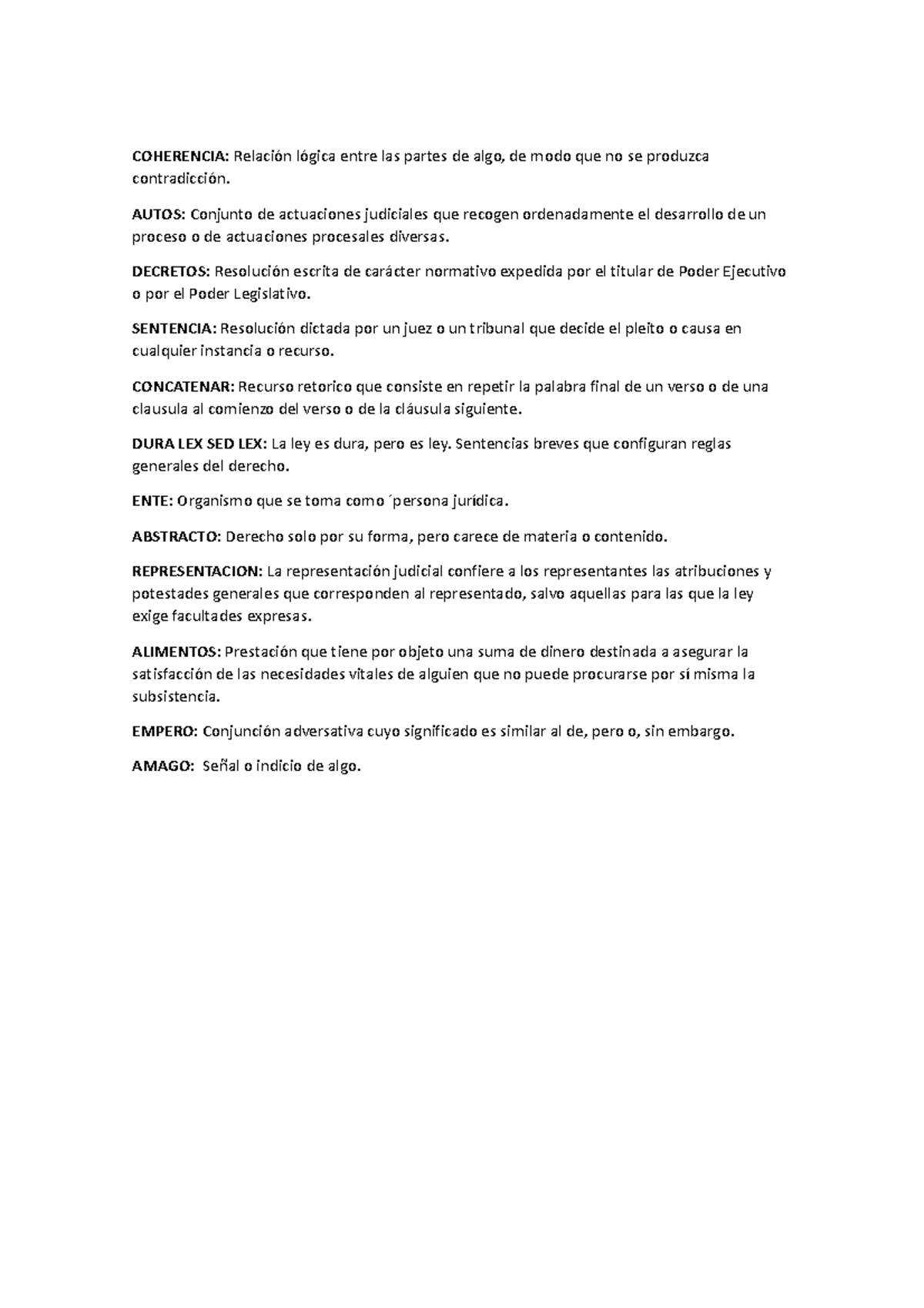 Glosario 5 - terminaciones de derecho - COHERENCIA: Relación lógica ...