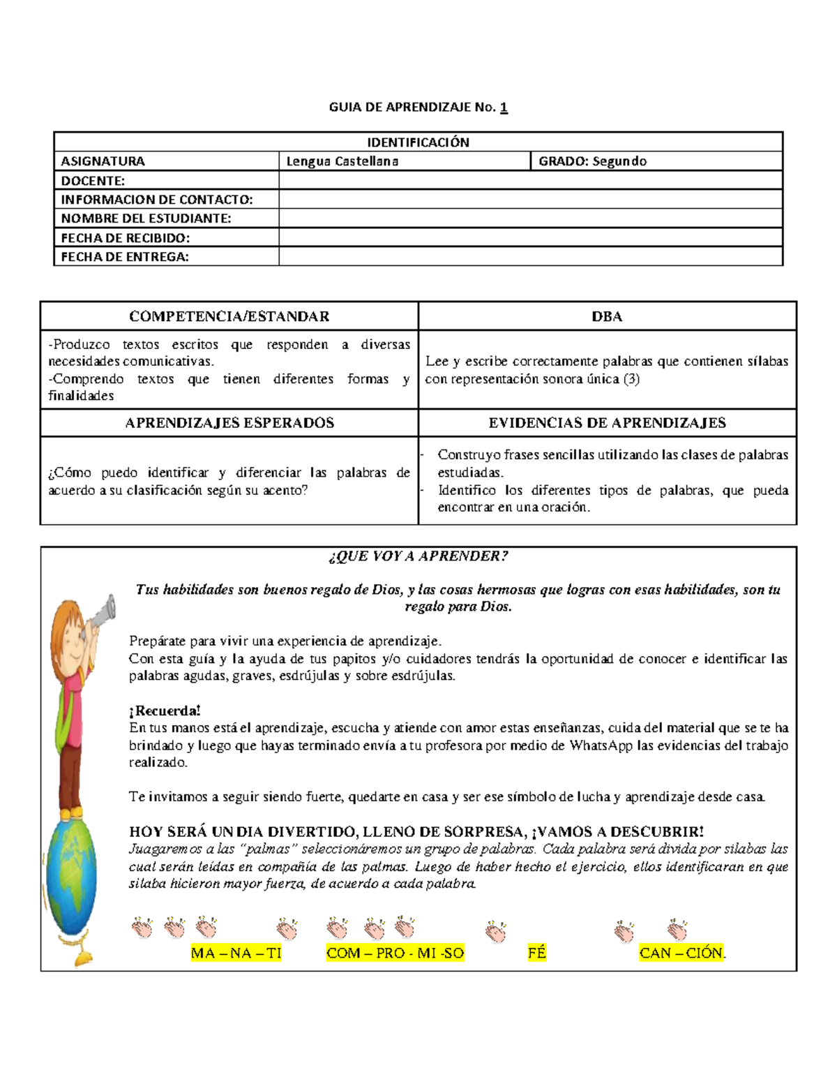 Guias Segundo Ultima Revision Julio 22 DE 2020 - GUIA DE APRENDIZAJE No. 1 IDENTIFICACI”N ...