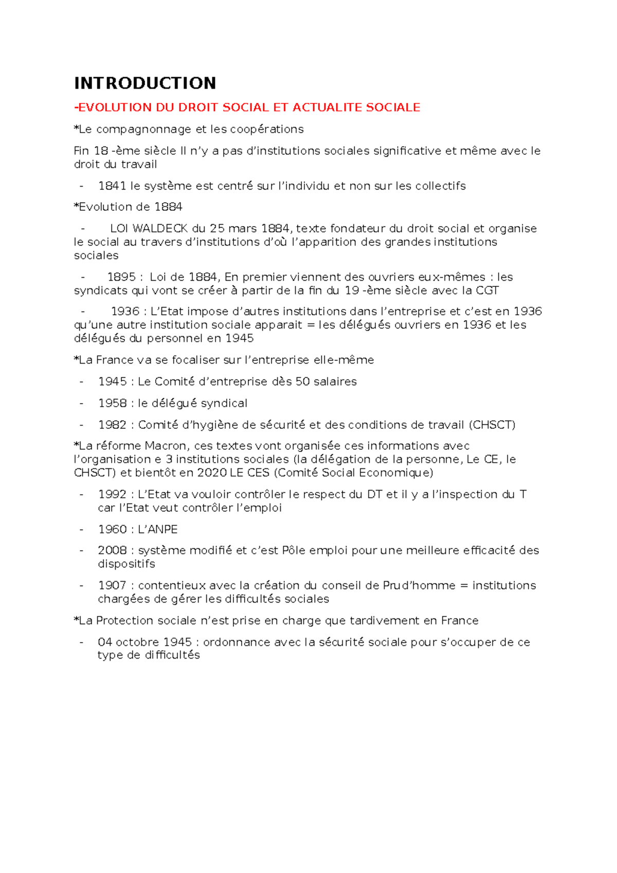 Droit DES Institutions Sociales 1 - INTRODUCTION -EVOLUTION DU DROIT ...