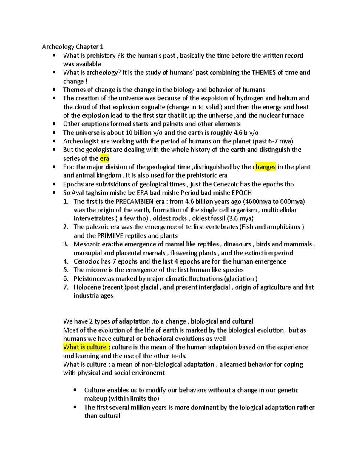 Archeology Chapter 1- summary notes- 2018/2019 - Archeology Chapter 1 ...