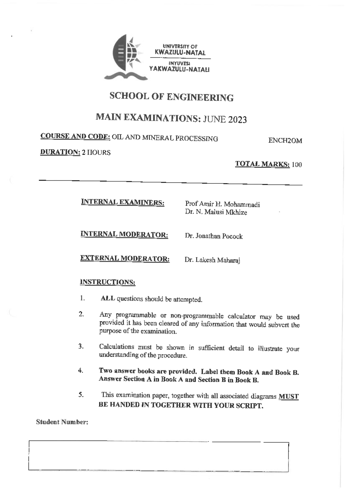 ENCH2OM EXAM 2023 - ENCH2OM - Studocu