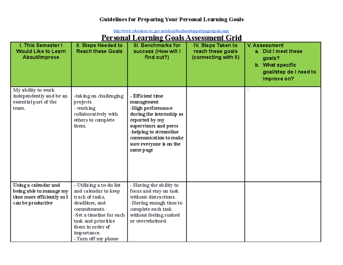 Personal Goals - Clkxkydydyofoyf - Guidelines for Preparing Your ...