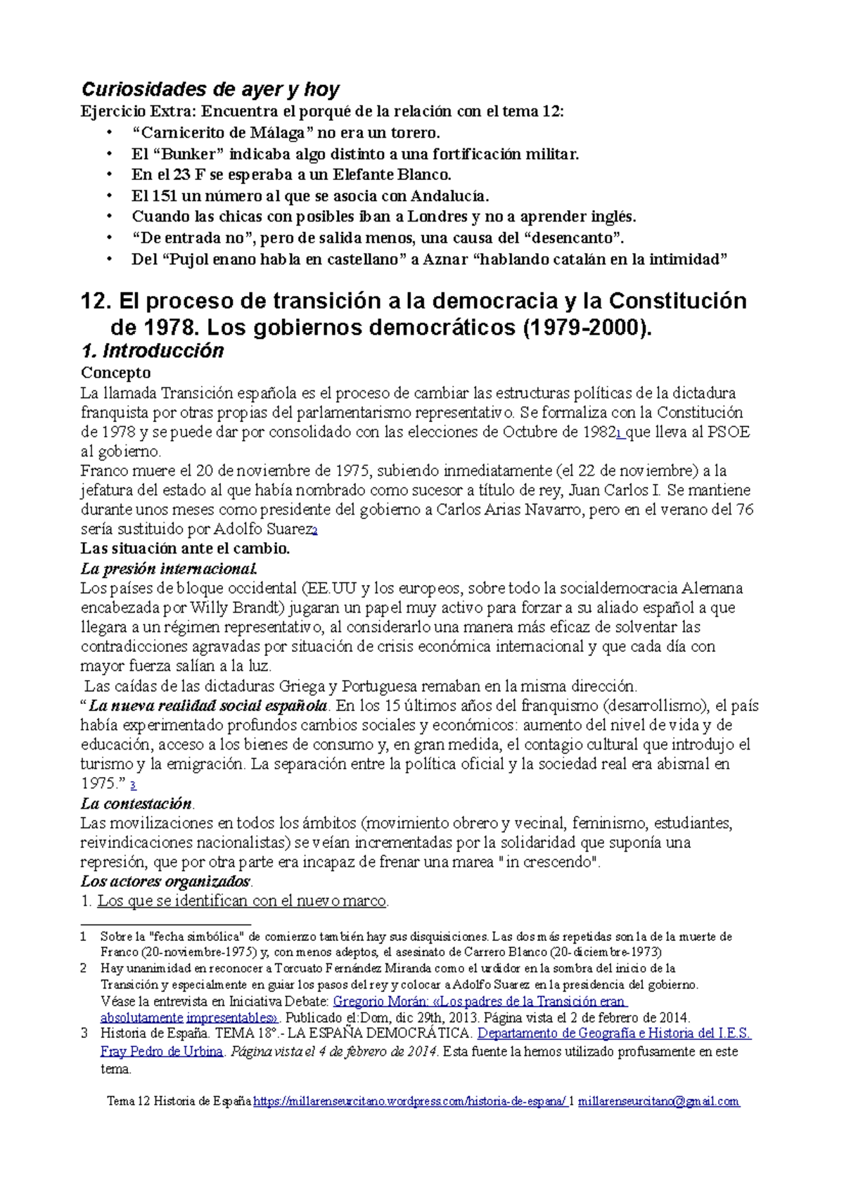 Historia De España Tema 12 El Proceso De Transición A La Democracia