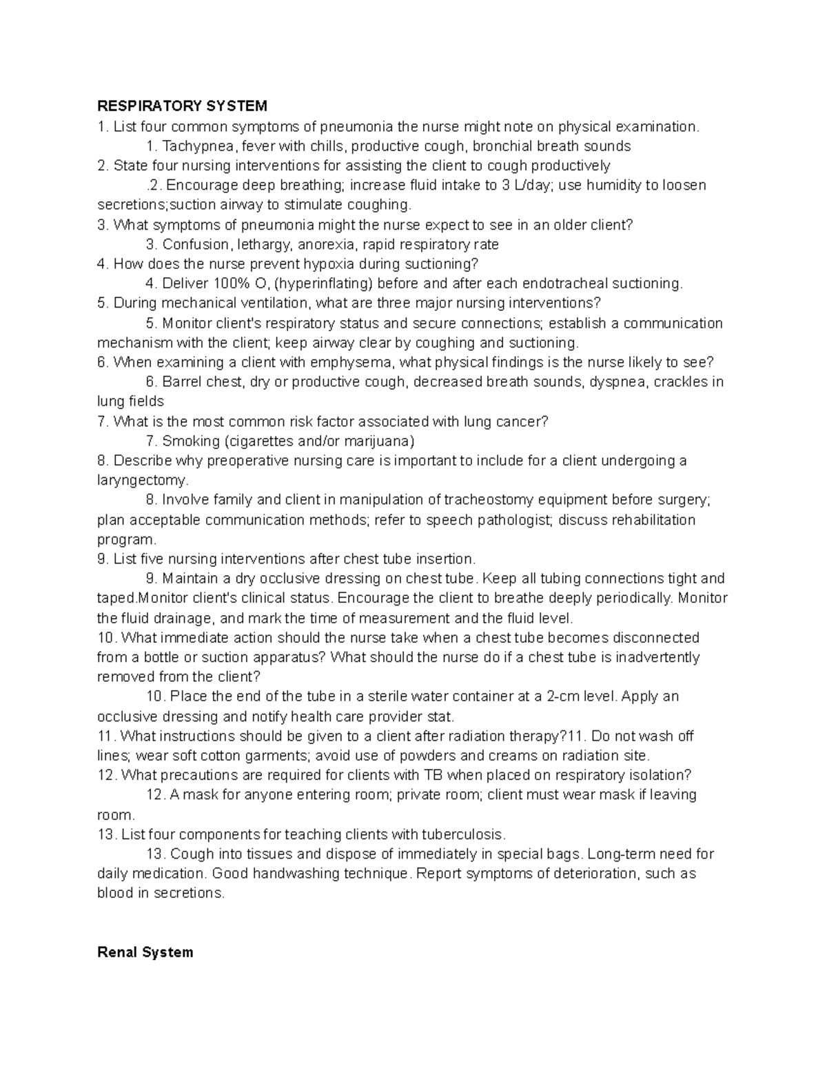 Medsurg%20hesi%20review - RESPIRATORY SYSTEM List four common symptoms ...