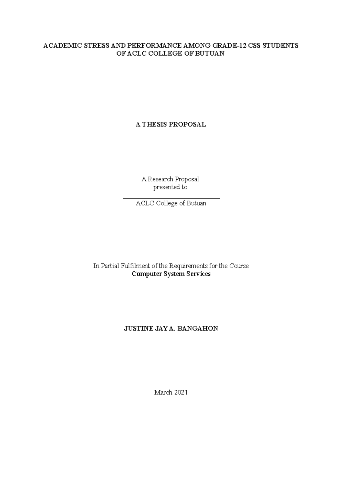 Academic Stress AND Academic Performance - ACADEMIC STRESS AND ...