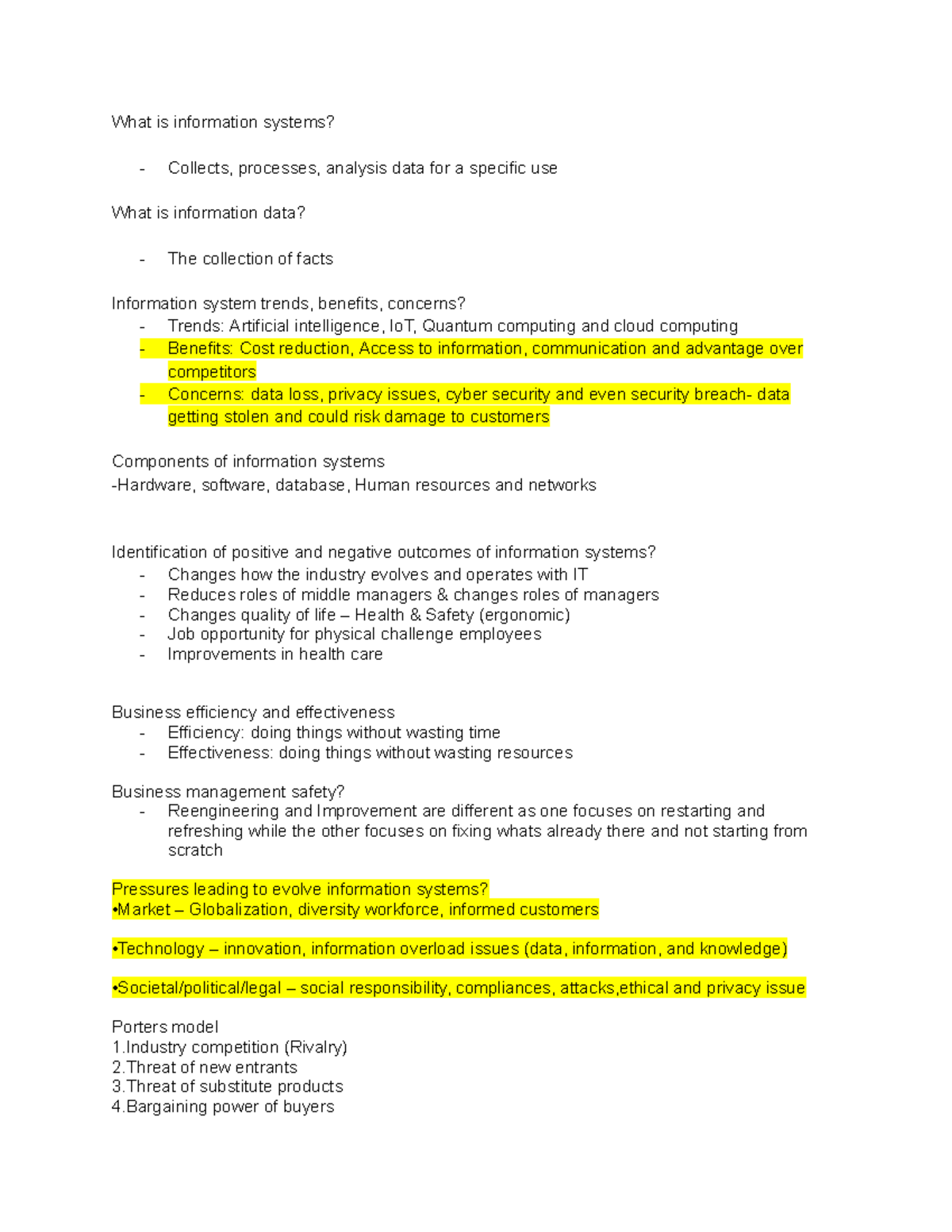 Information systems - notes - What is information systems? - Collects ...