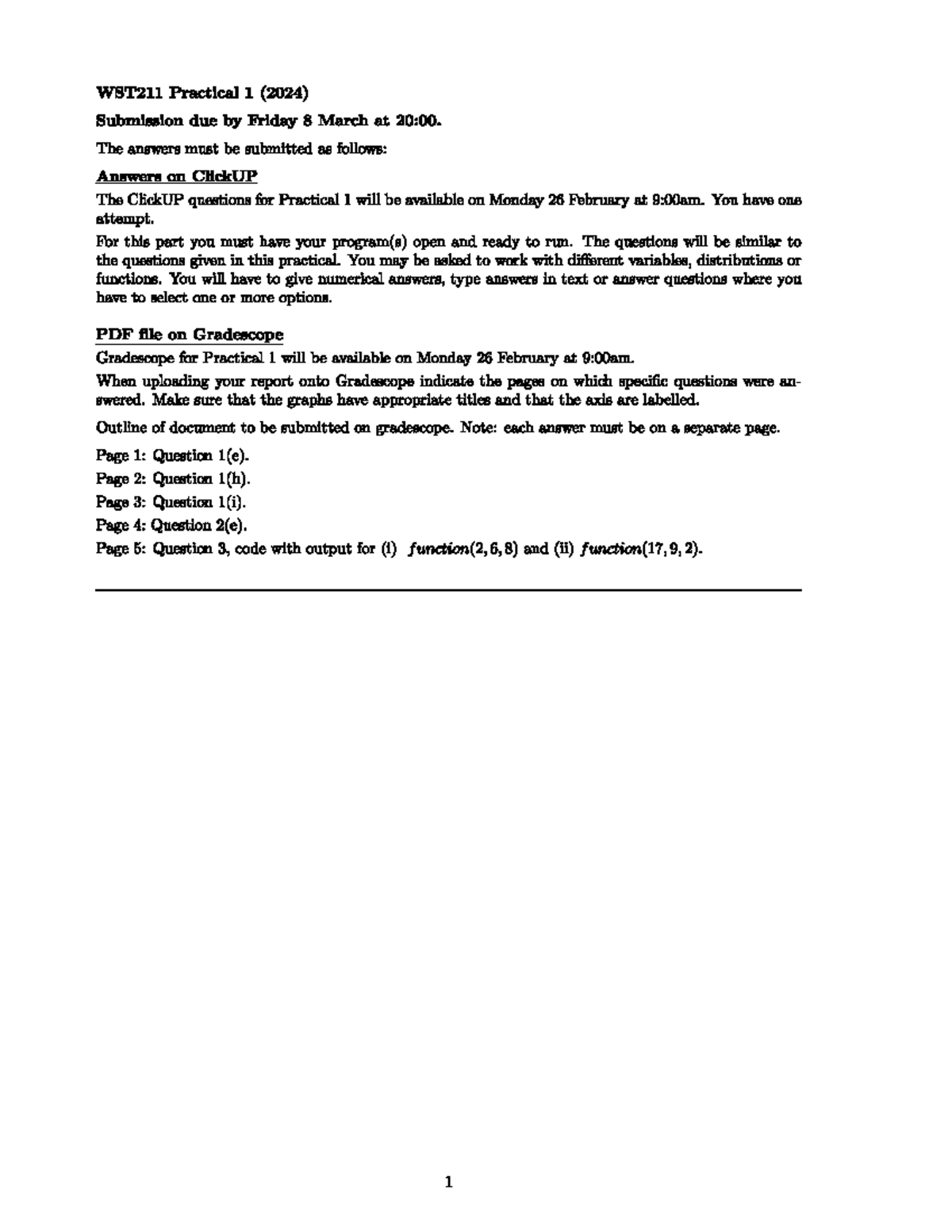Practical 1 - WST 211 - Studocu