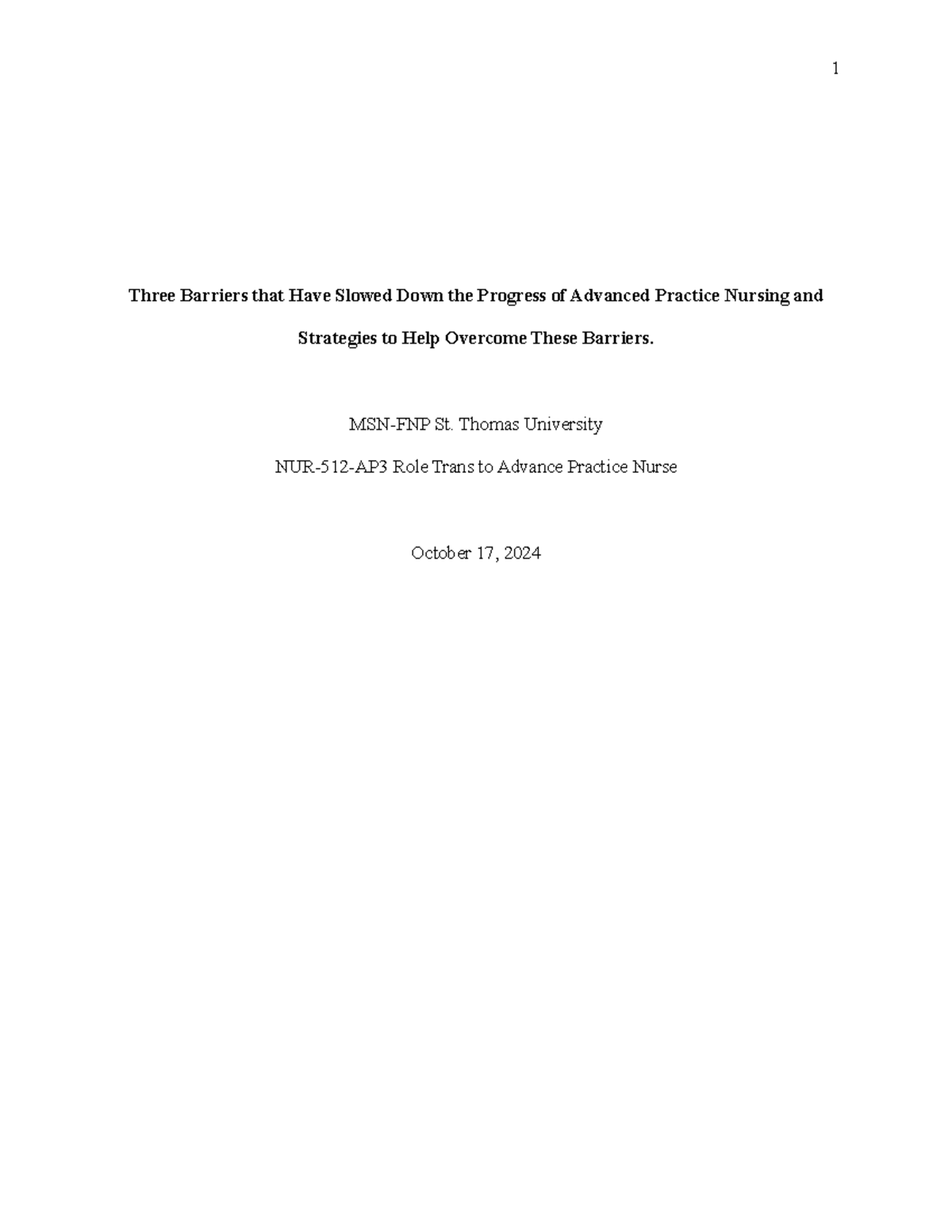 Barriers to APn - Three Barriers that Have Slowed Down the Progress of ...