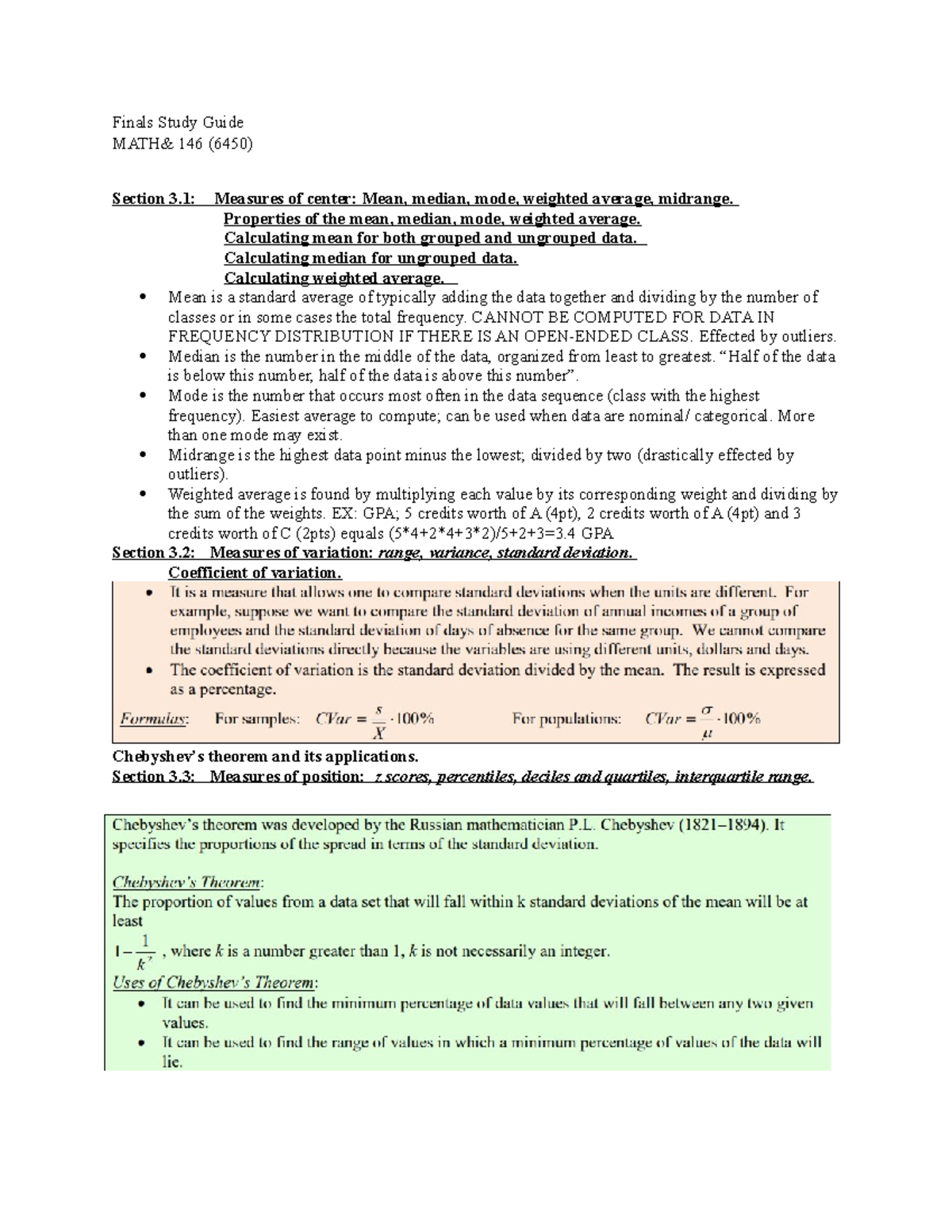 Finals Study Guide - Instructor was Barbara Hunter for an online hosted ...