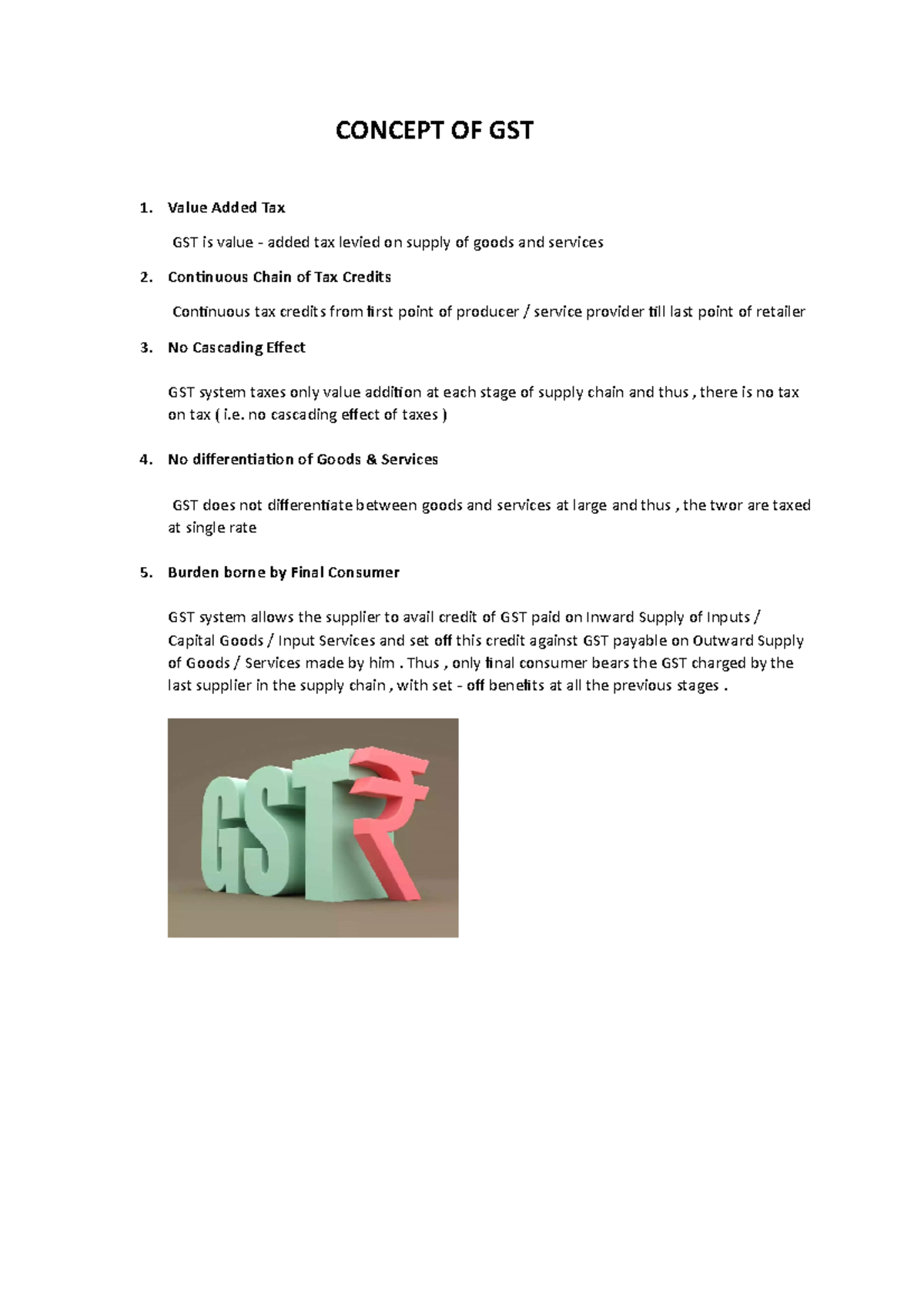 Concept OF GST 3 - CONCEPT OF GST Value Added Tax GST is value - added ...