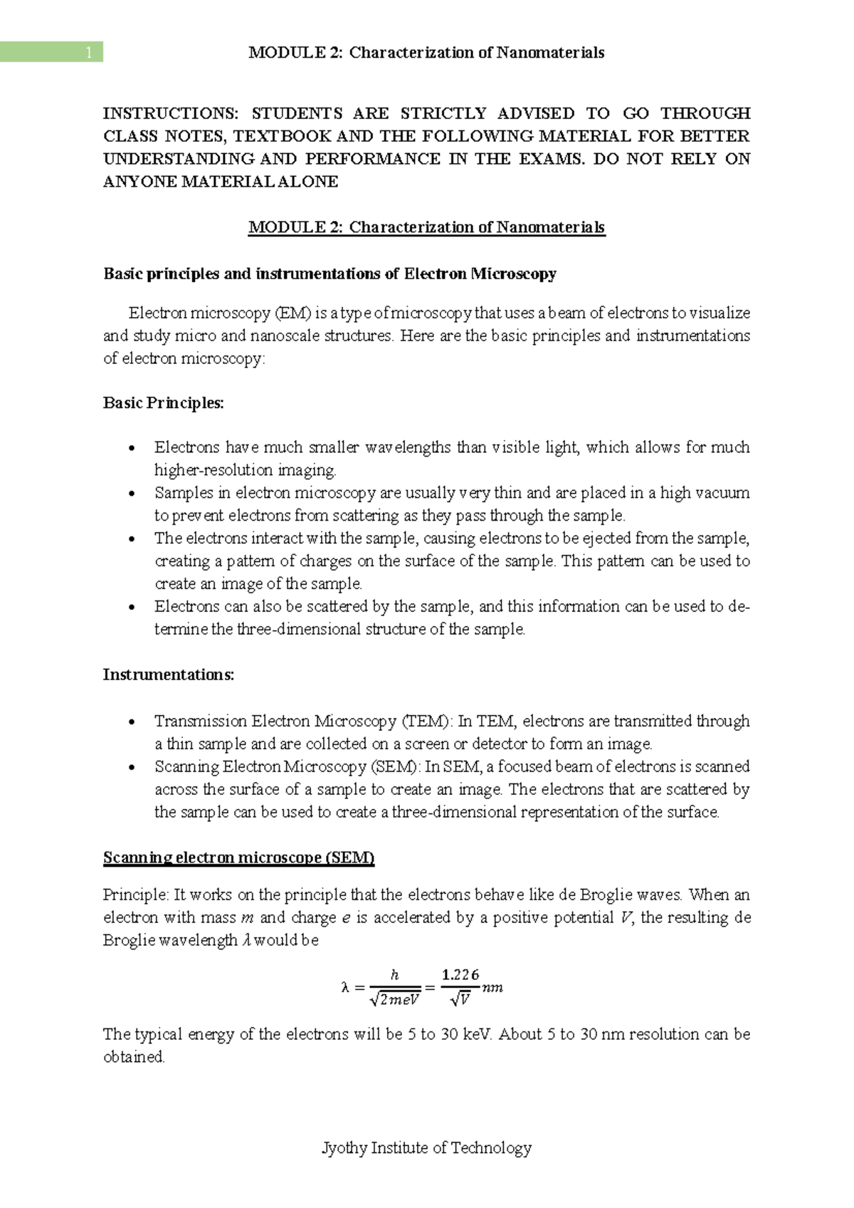 BETCK205C Module 2 Notes - INSTRUCTIONS: STUDENTS ARE STRICTLY ADVISED ...