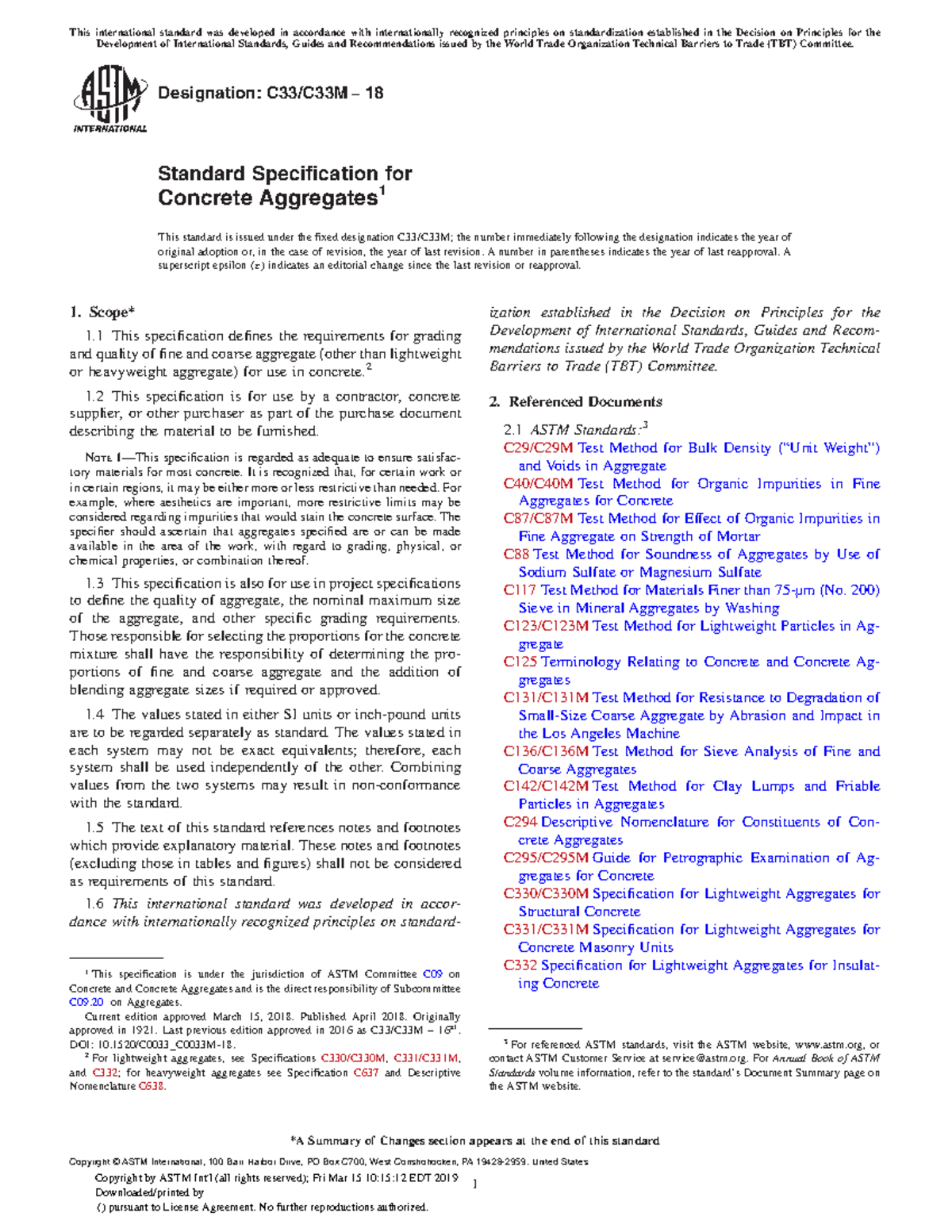 ASTM C33 - 18 - tecnología del concreto - Designation: C33/C33M − 18 ...