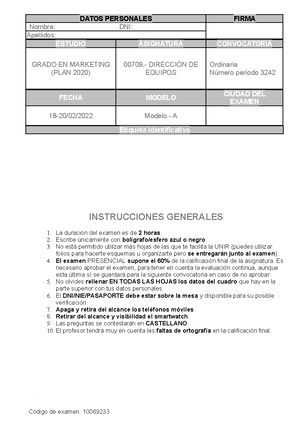 Tema 1 - Direcion de equipos - Tema 1 Dirección de Equipos Tema 1. La organización. El - Studocu