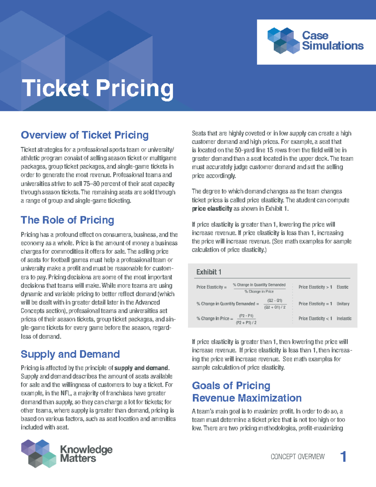 KM Simulation Overview - Ticket Pricing - Simulations Seats that are ...