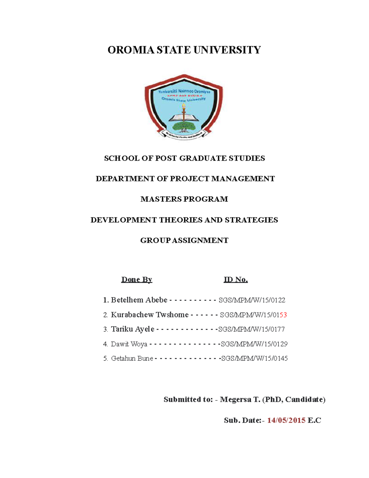 Development Article Review Group Ass - OROMIA STATE UNIVERSITY SCHOOL ...