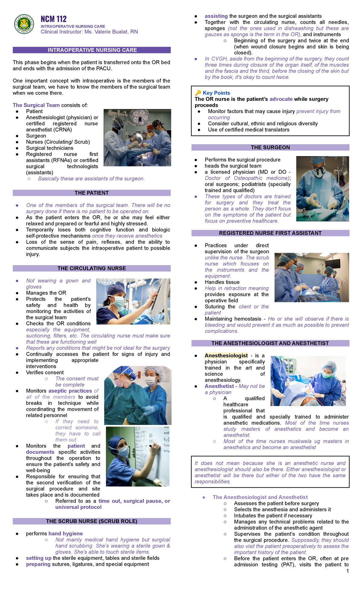 02 Intraoperative Nursing Care - NCM 112 INTRAOPERATIVE NURSING CARE ...