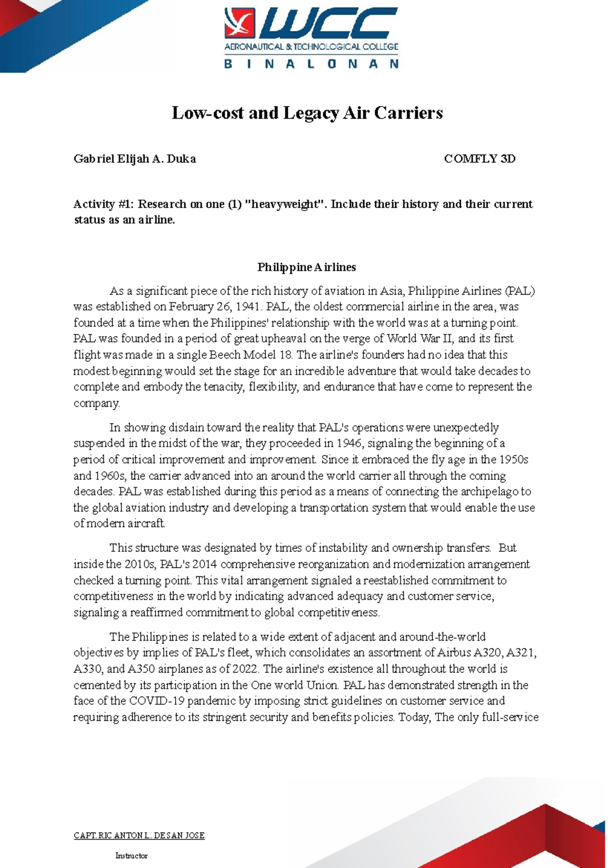 DUKA LOW-COST-AND- Legacy-AIR- Carriers 1 - Low-cost and Legacy Air ...