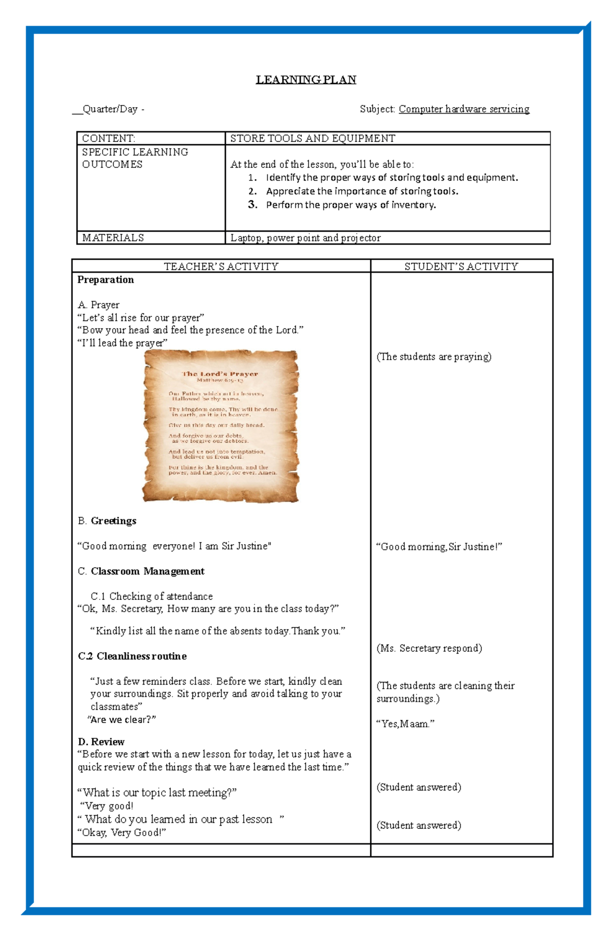 DLP KO NA DI PA Tapos - asdd - LEARNING PLAN __Quarter/Day - Subject ...