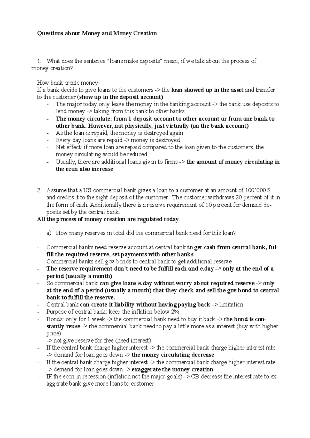 Questions About Money Creation II - Questions about Money and Money ...