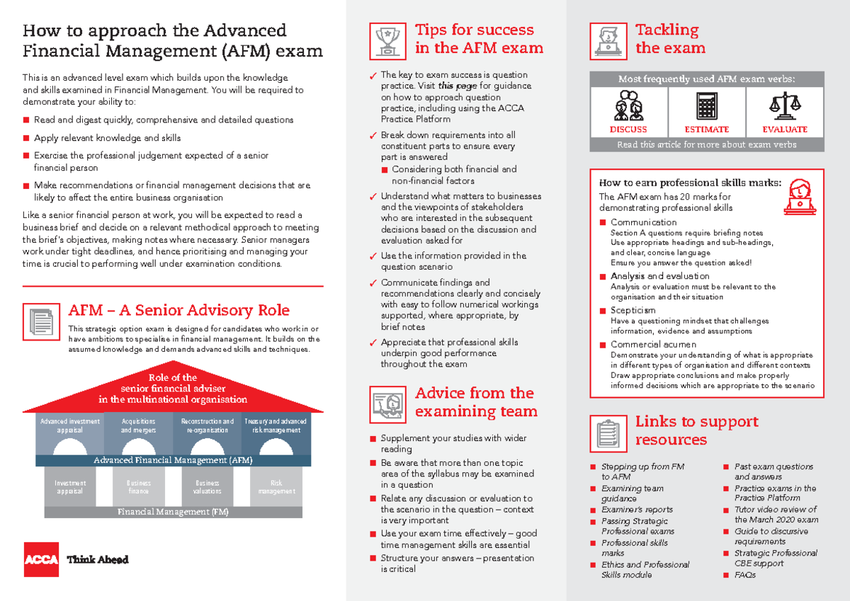 AFM Exam Essentials - how to approach (one pager) - How to earn ...