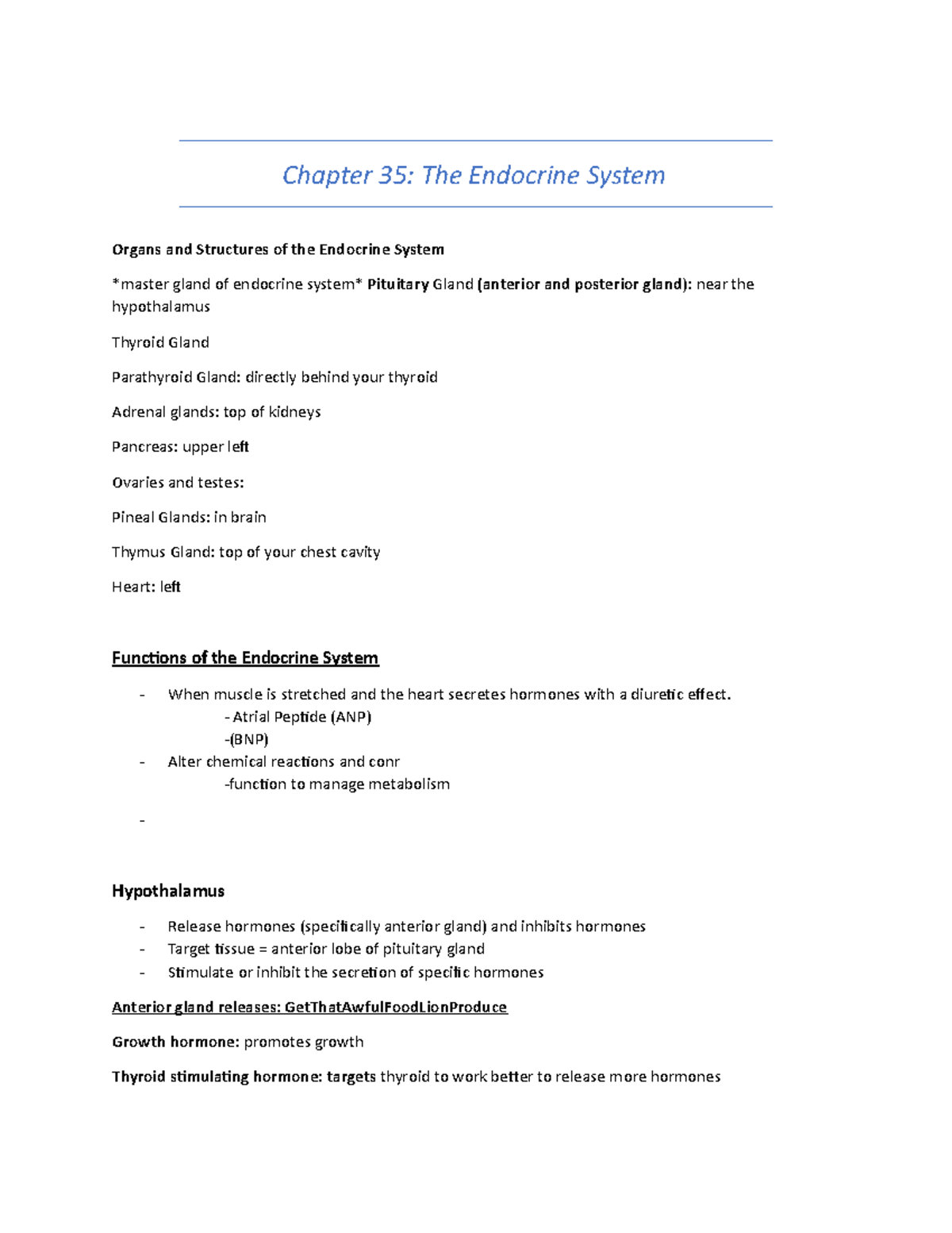 NUR 236 Chapter 35-The Endocrine System - Chapter 35: The Endocrine ...