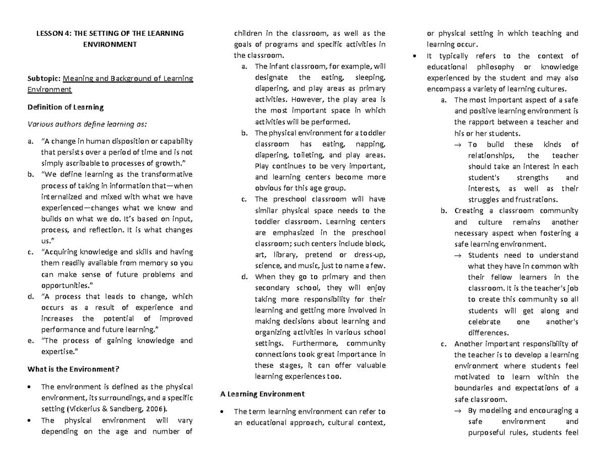 Lesson-4-The-Setting-of-Learning-Environment - LESSON 4: THE SETTING OF ...