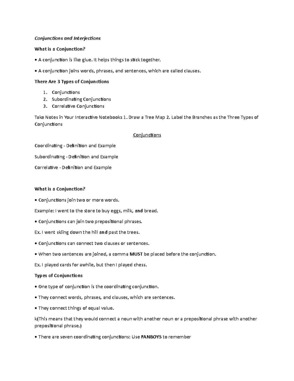Eng - gjvnhvnn - Conjunctions and Interjections What is a Conjunction ...