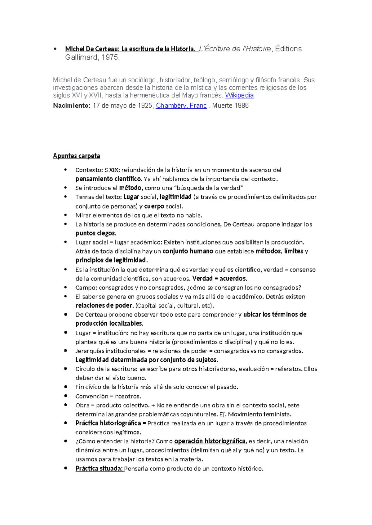 De Certeau Michel. La escritura de la historia - Michel De Certeau: La ...