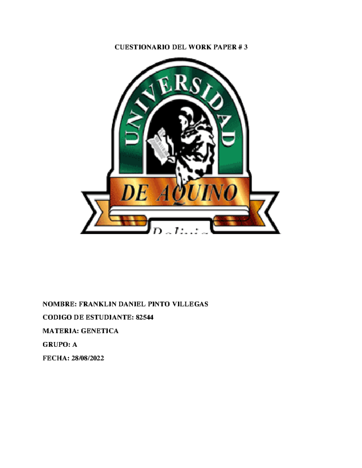 Cuestionario DEL WORK Paper 3( Franklin Daniel Pinto Villegas ...