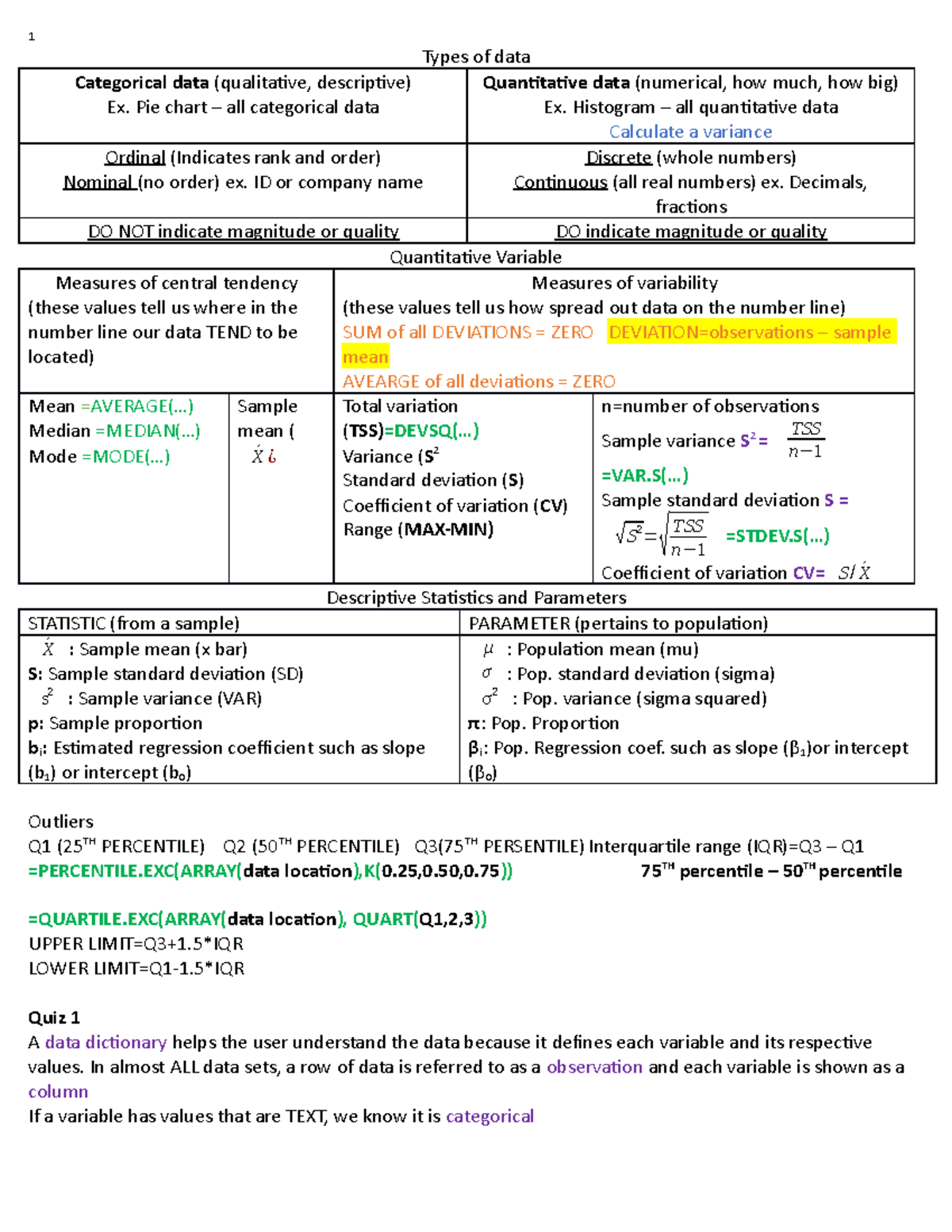 MAS 261 - Lecture notes ALL - Types of data Categorical data ...