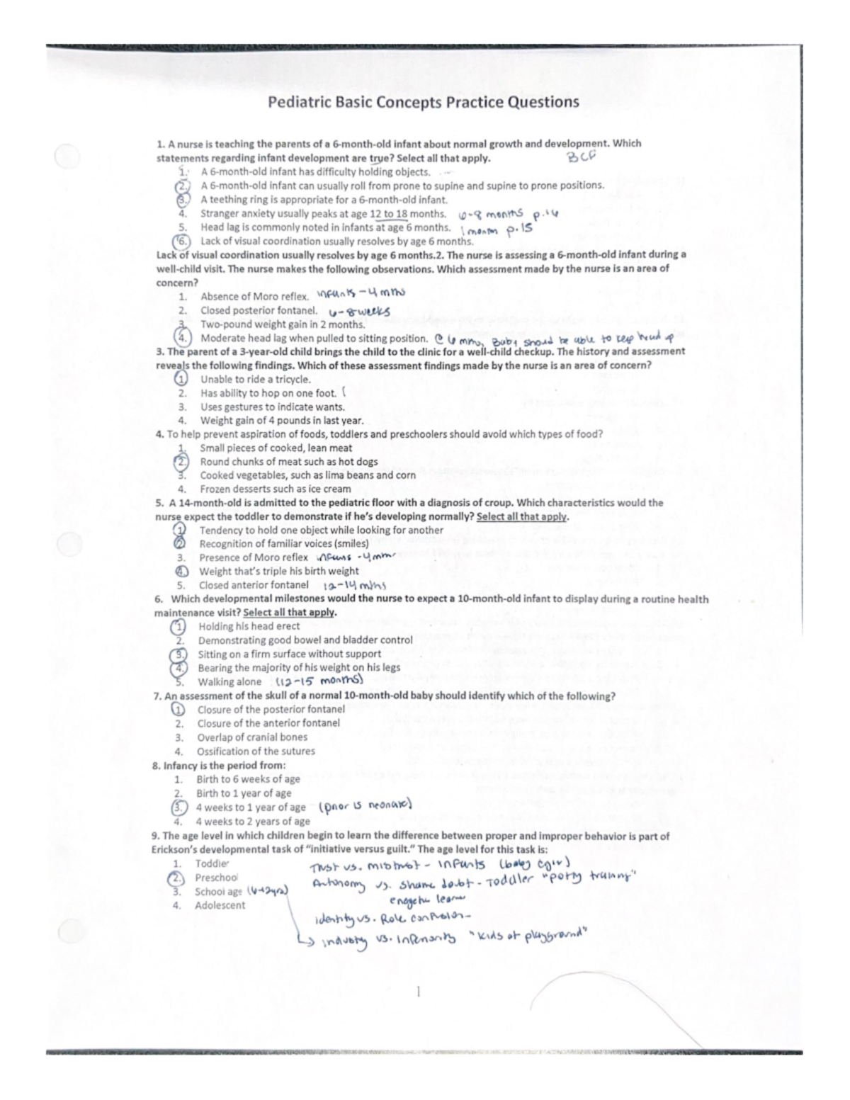 Pediatric Basic Concepts Practice Questions - med 2059 - Studocu