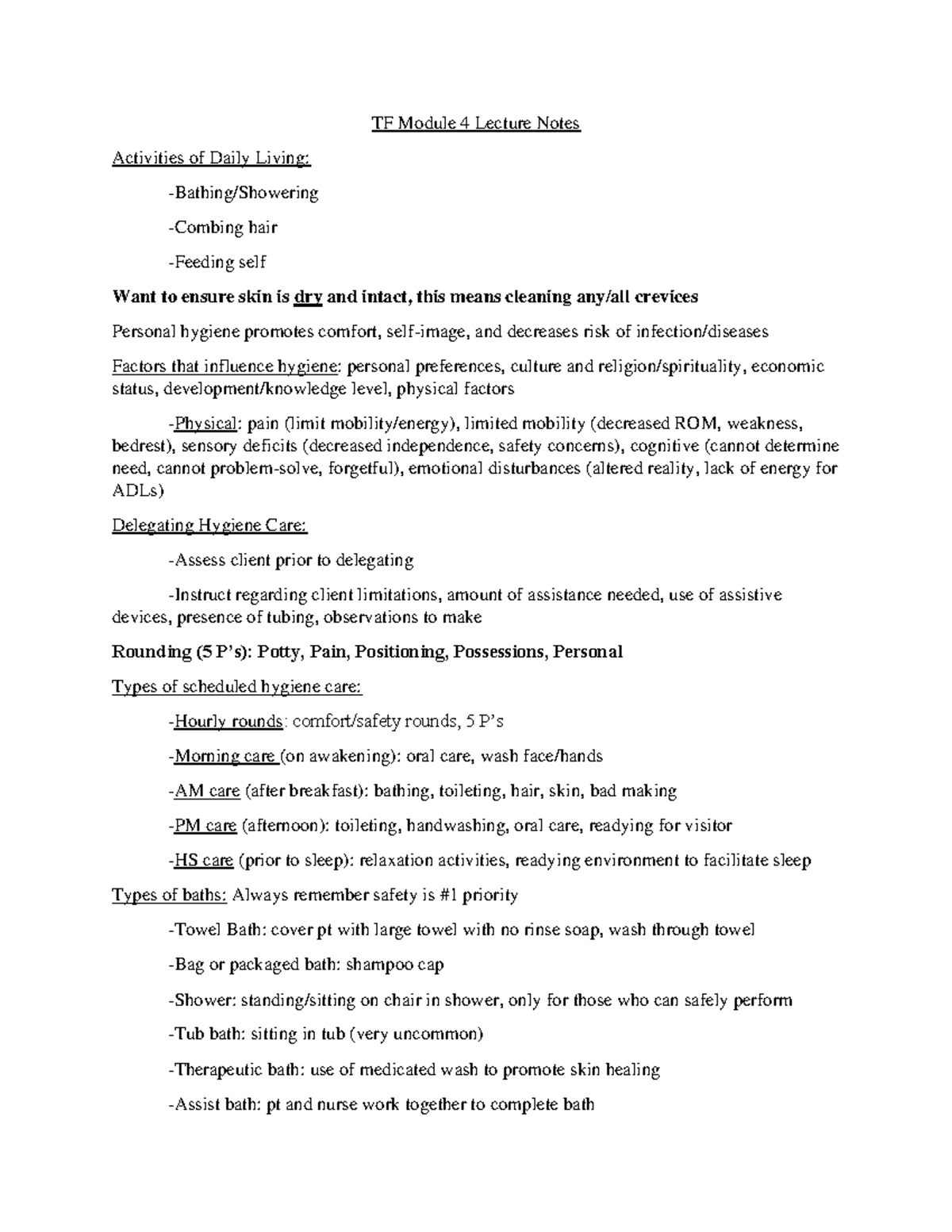 Theoretical Foundations Module 4 Lecture Notes Tf Module 4 Lecture Notes Activities Of Daily
