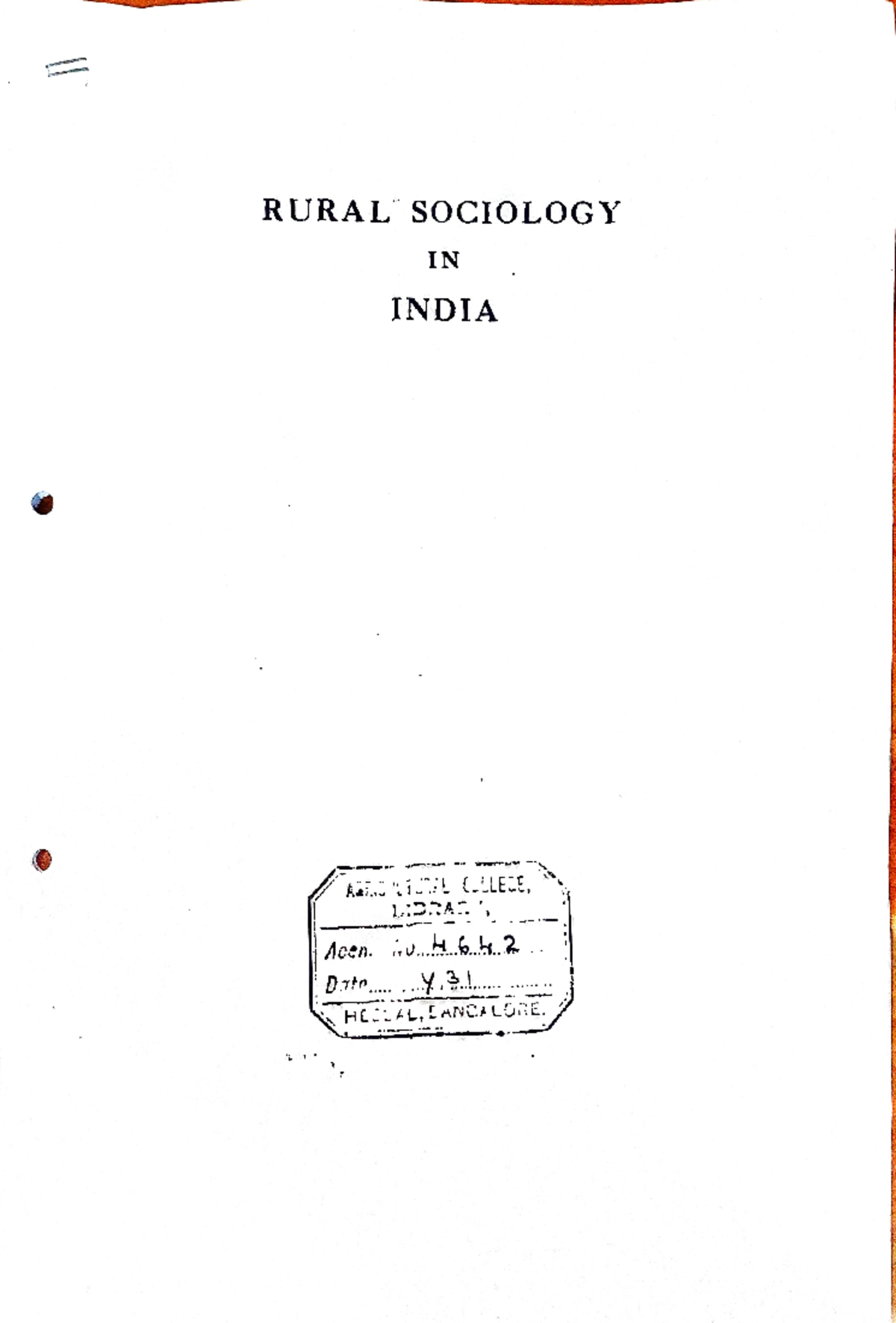 A.R Desai - RURAL SOCIOLOG IN INDIA Acen. i U..... D.ztr...... HLAL ...