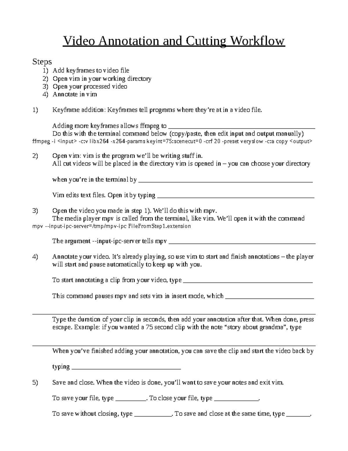 Video Annotation and Cutting Workflow Handout - Video Annotation and ...