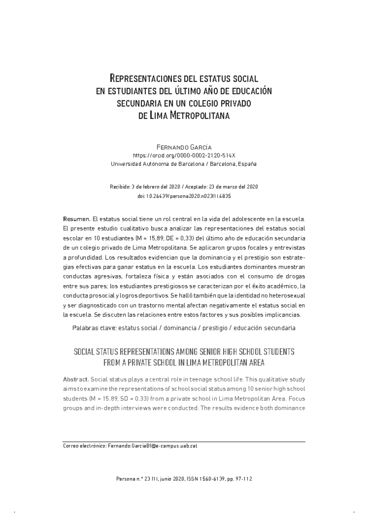 Dialnet-Representaciones Del Estatus Social En Estudiantes De Ult ...