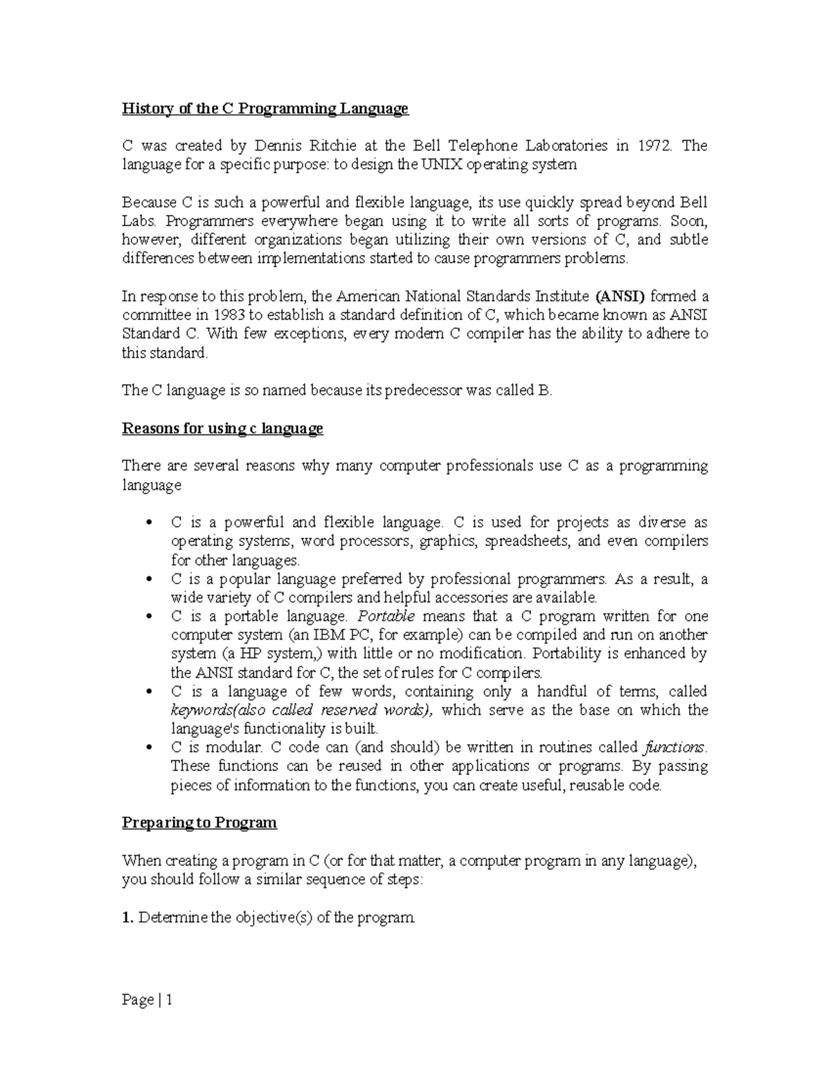 History components variables constants 2 - History of the C Programming ...