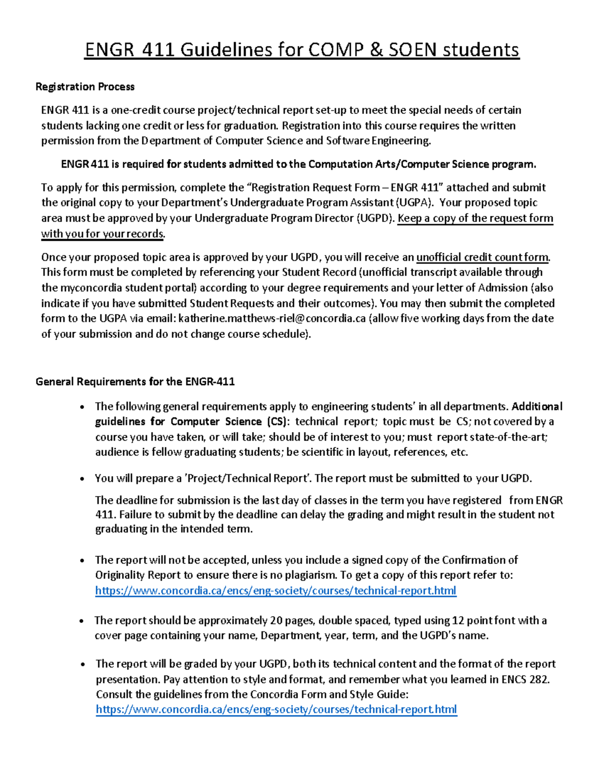 COMP SOEN ENGR411 Guidelines updated - ENGR 411 Guidelines for COMP ...