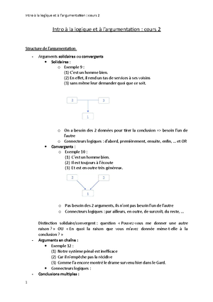 Argumentation synthèse - introduction à la logique et l'argumentation - ULiège - Studocu