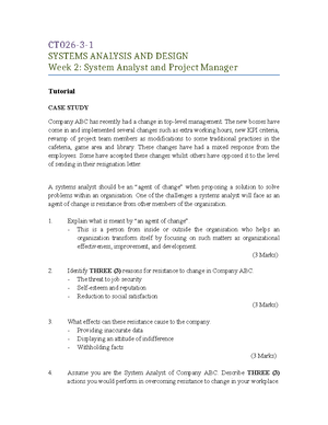 System Analysis and Design -Tutorial 1 - Tutorial – 1 The 5 components ...