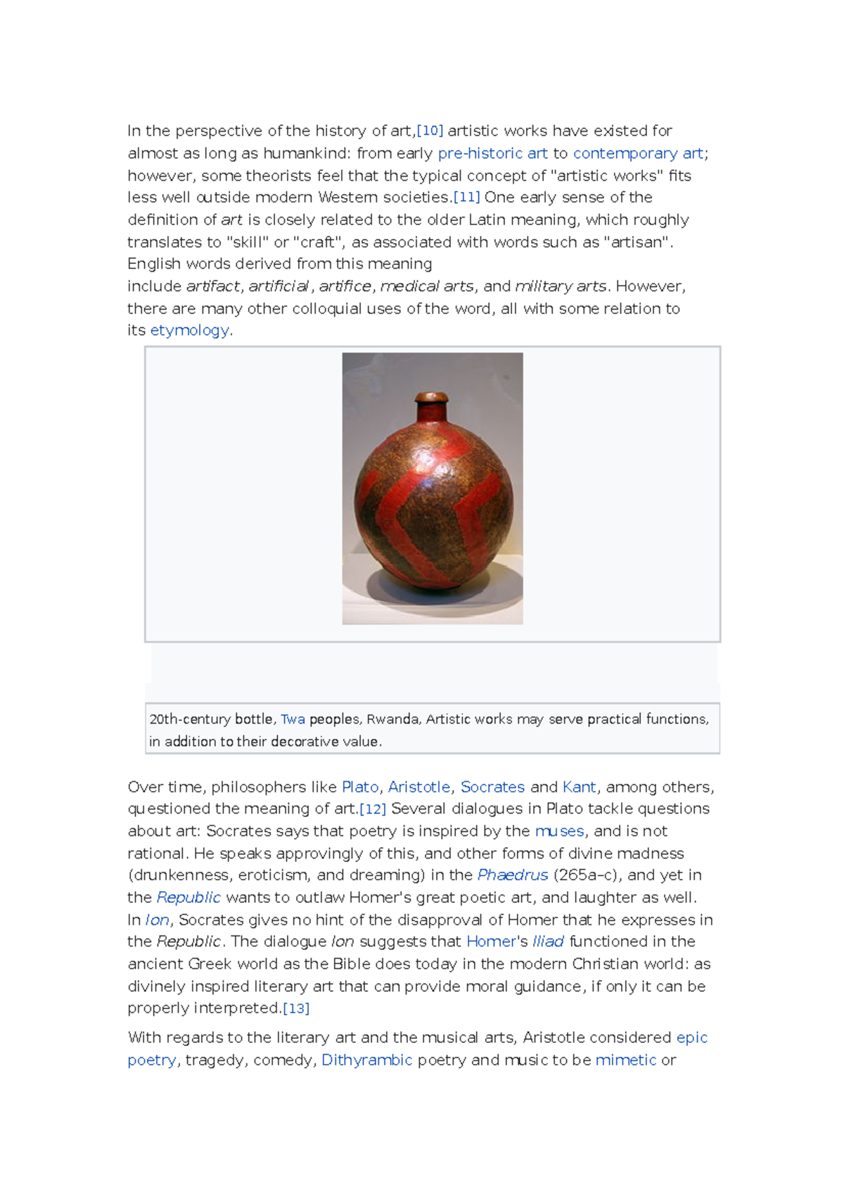 In the perspective of the history of art - [11] One early sense of the ...