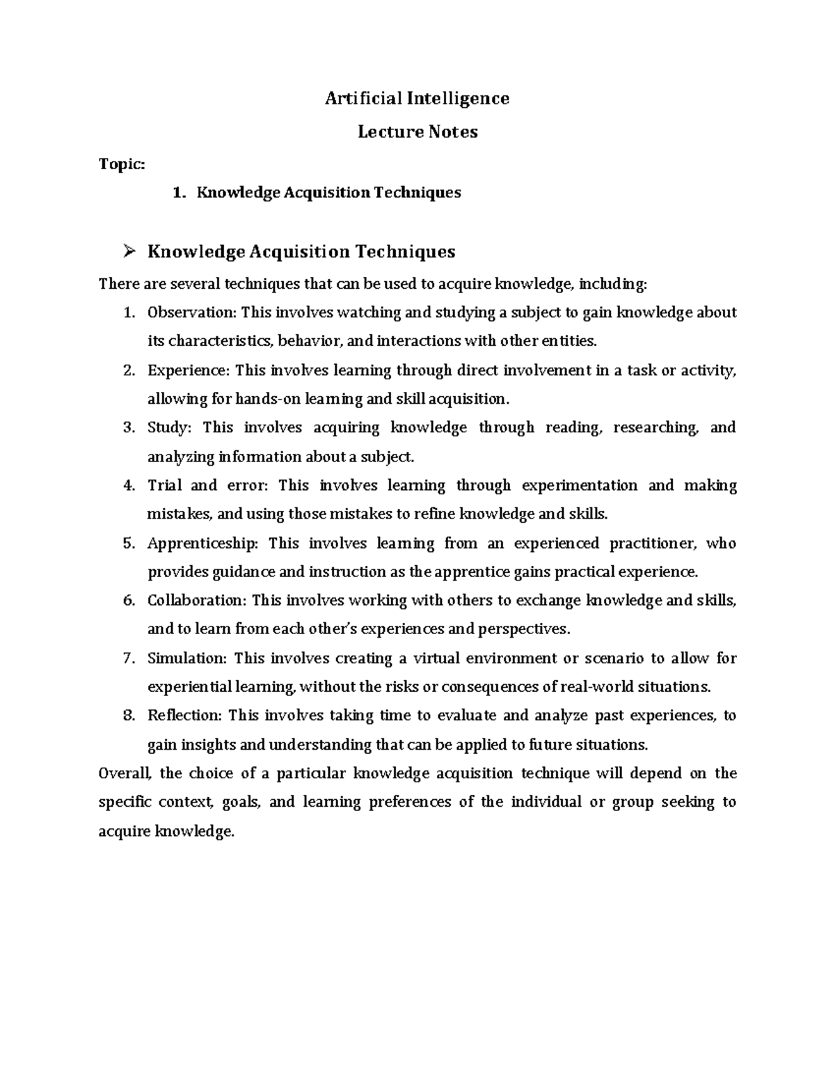 Artificial Intelligence (Knowledge Acquisition Techniques) - Artificial Intelligence Lecture ...