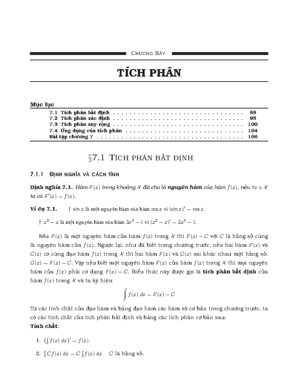 Giao Trinh Toan I Chng Trinh Cht Ln Phan 2 838 ChƯƠng BẢy TÍch PhÂn