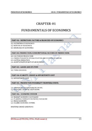 Important MCQs PRC-3 Chapter 1 - Principles of economics - Important MCQs: PRC-3 Principles of ...